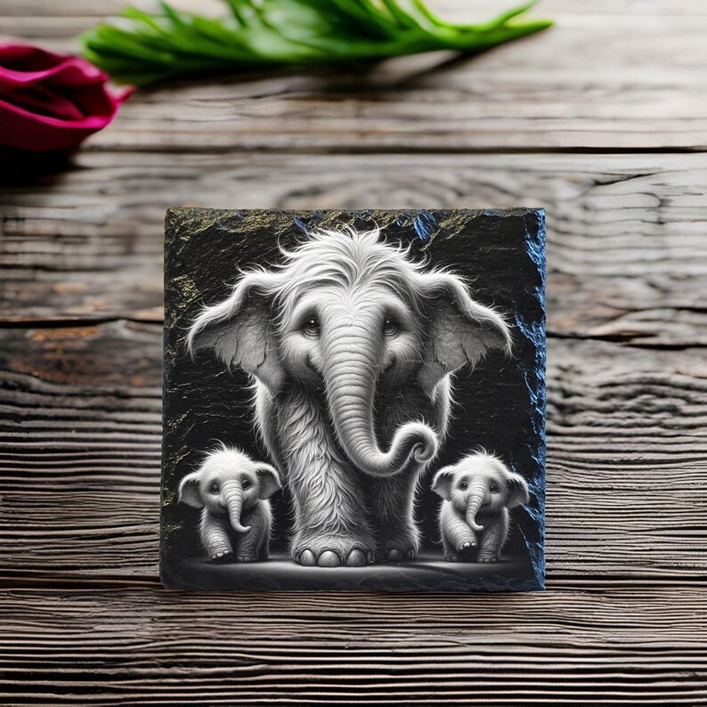 Elephant Family 5, Slate Engraving, File, Coaster Etching, American ...