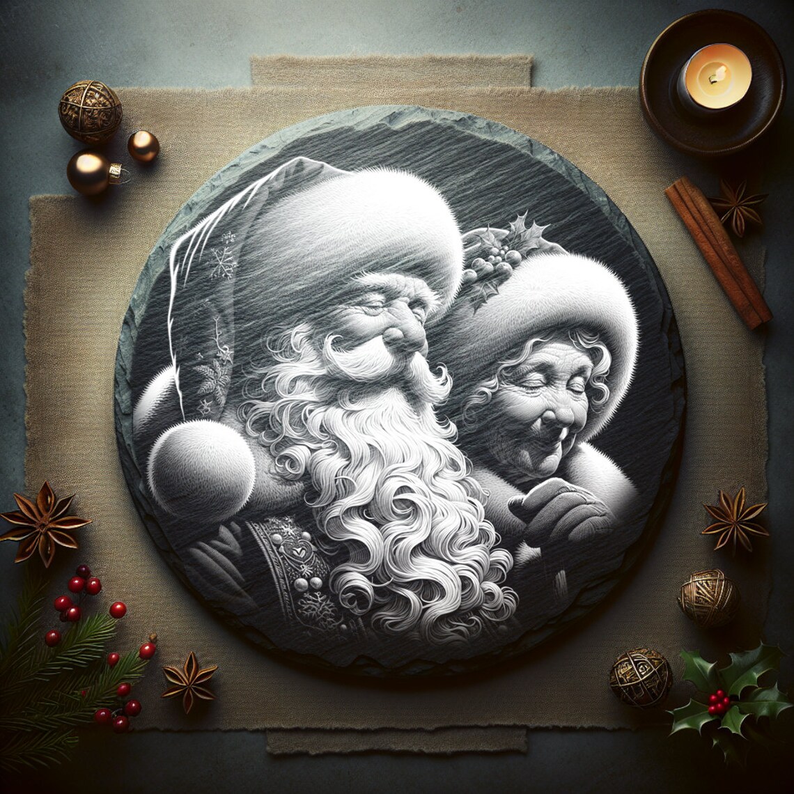 Santa Clause 34, Laser PNG, Slate Engraving, Laser File, Coaster ...