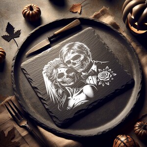 Zombie Wedding 1, Laser PNG, Slate Engraving, Laser File, Coaster ...