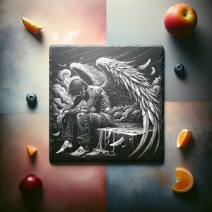 Fallen Angel 2, Slate Engraving, File, Coaster Etching, American ...