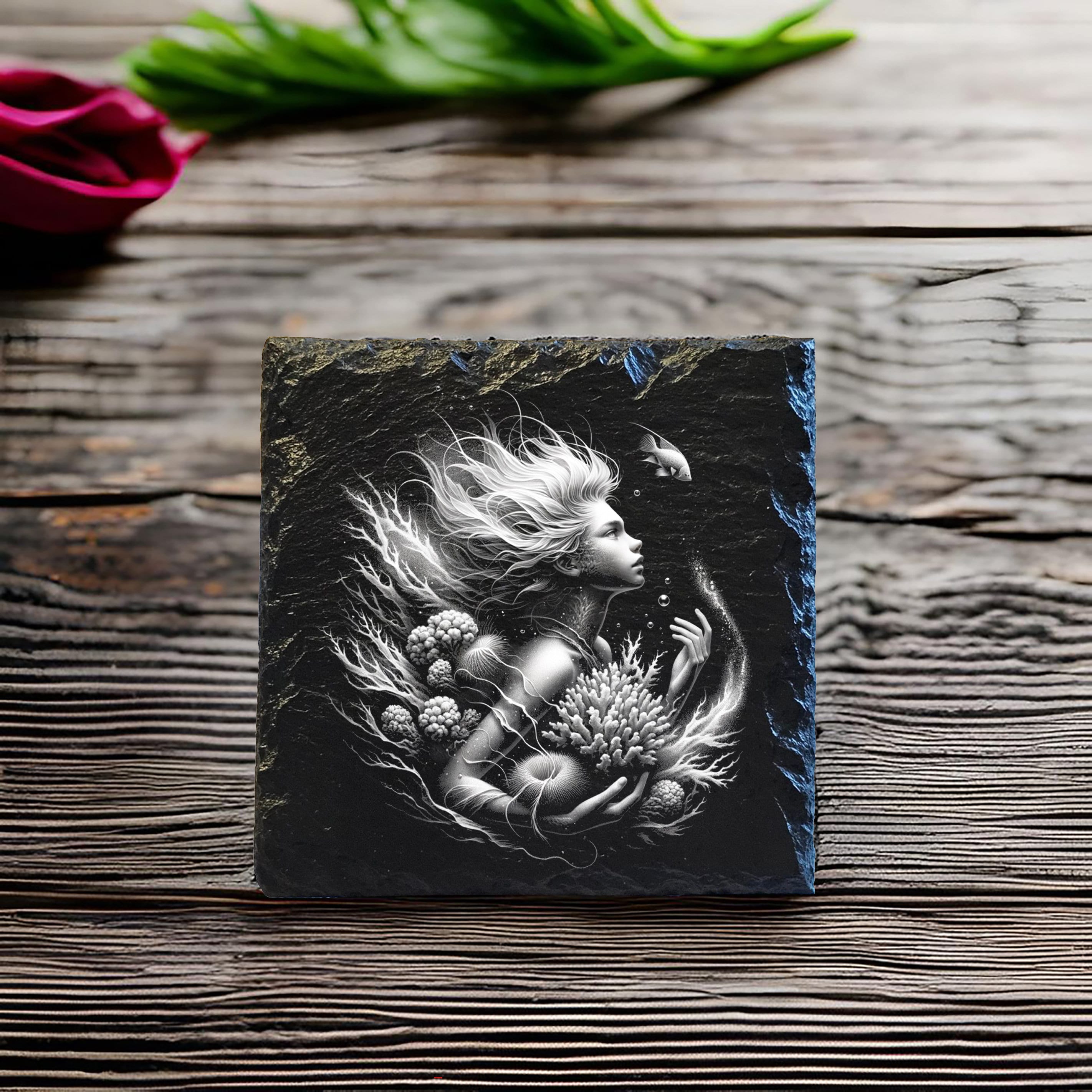 Mermaid 3, Slate Engraving, Laser File, Coaster Etching, American ...