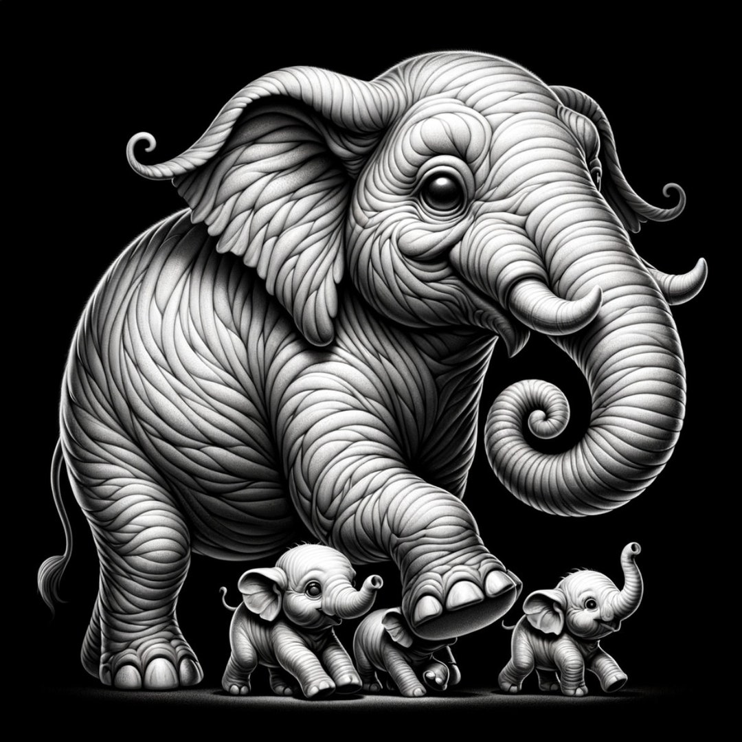 Elephant Family 3, Slate Engraving, File, Coaster Etching, American ...