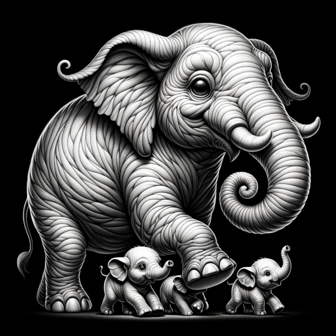 Elephant Family 3, Slate Engraving, File, Coaster Etching, American ...