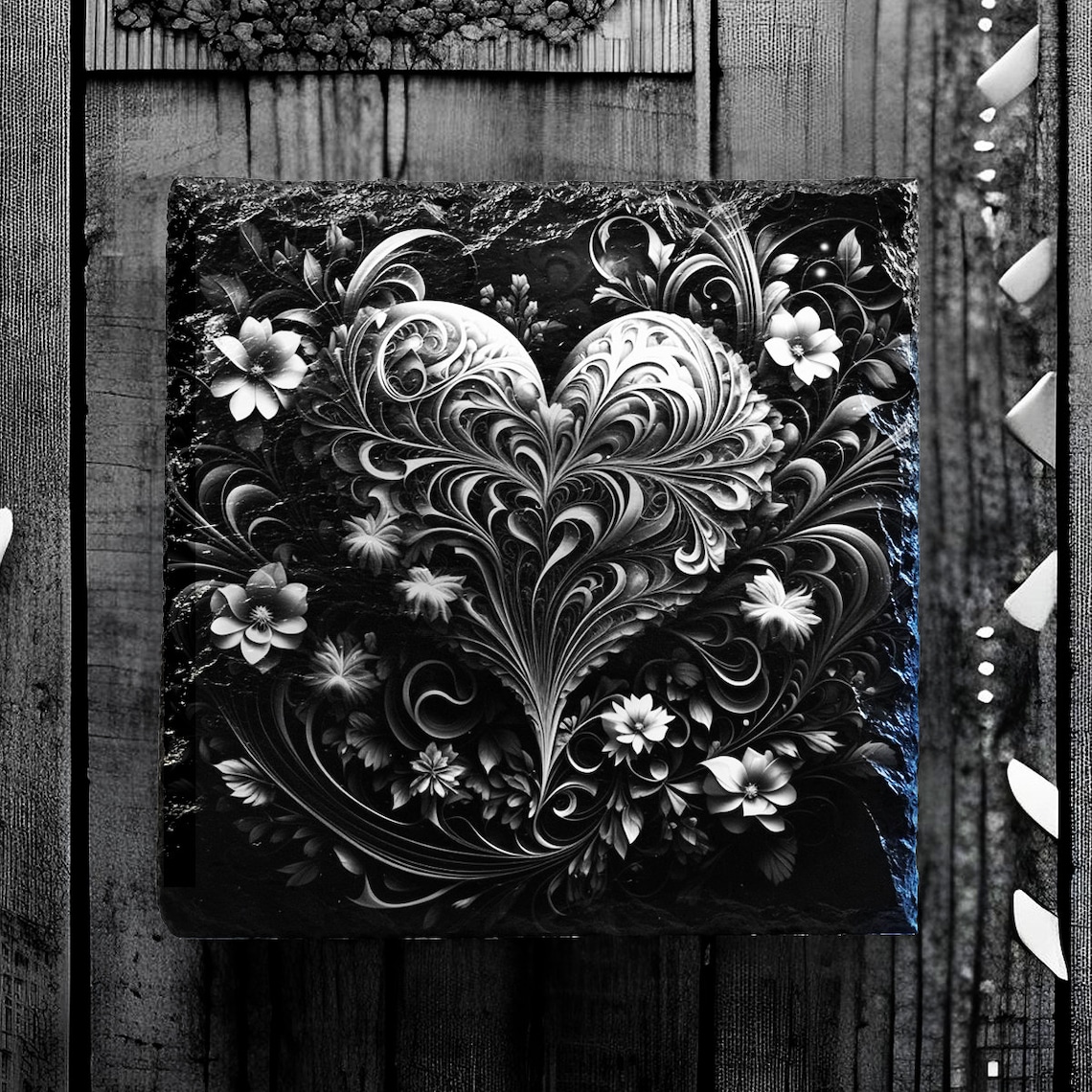 Floral,heart,valentines Slate Engraving, Laser File, Coaster Etching ...