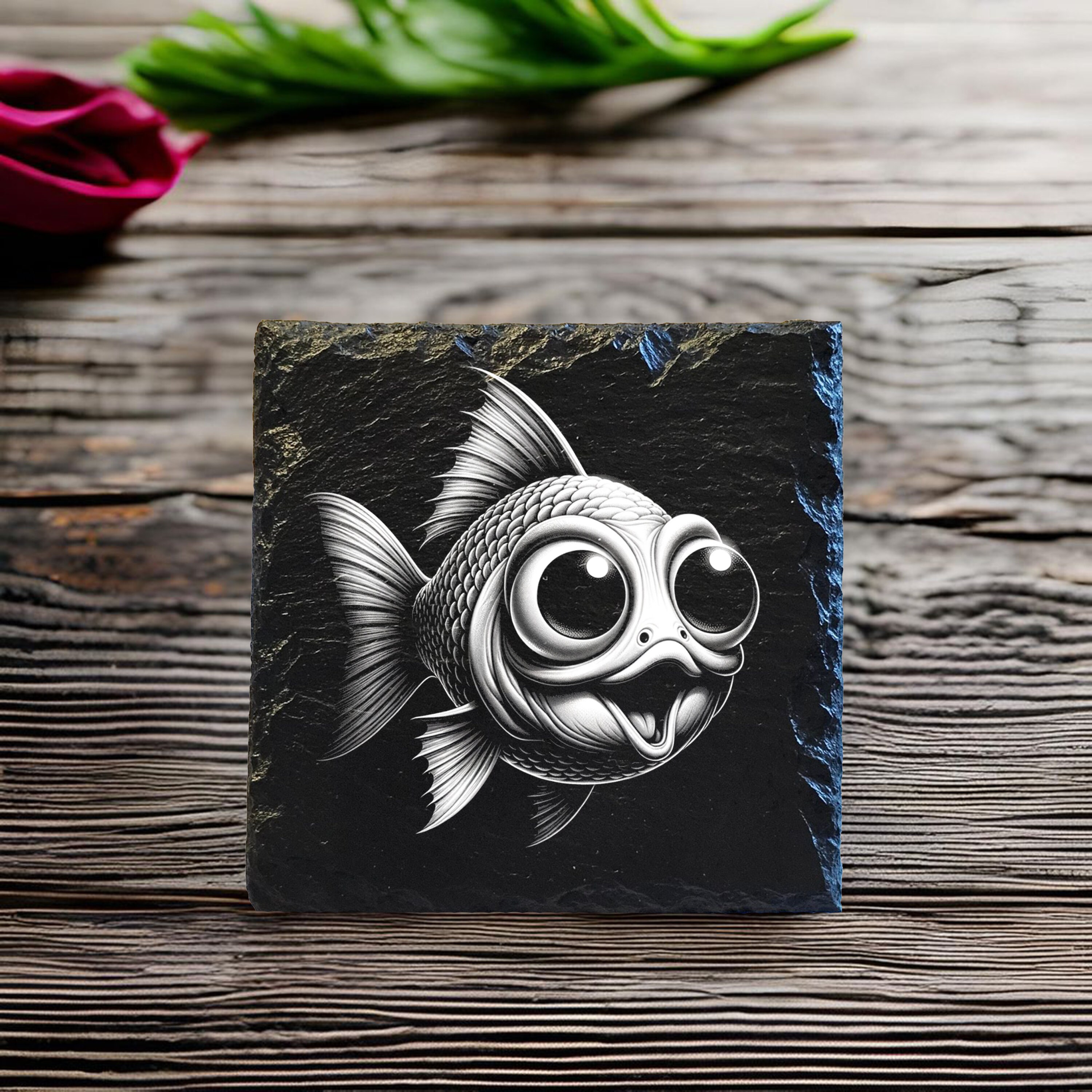 Happy Fish, Slate Engraving, Laser File, Coaster Etching,american ...
