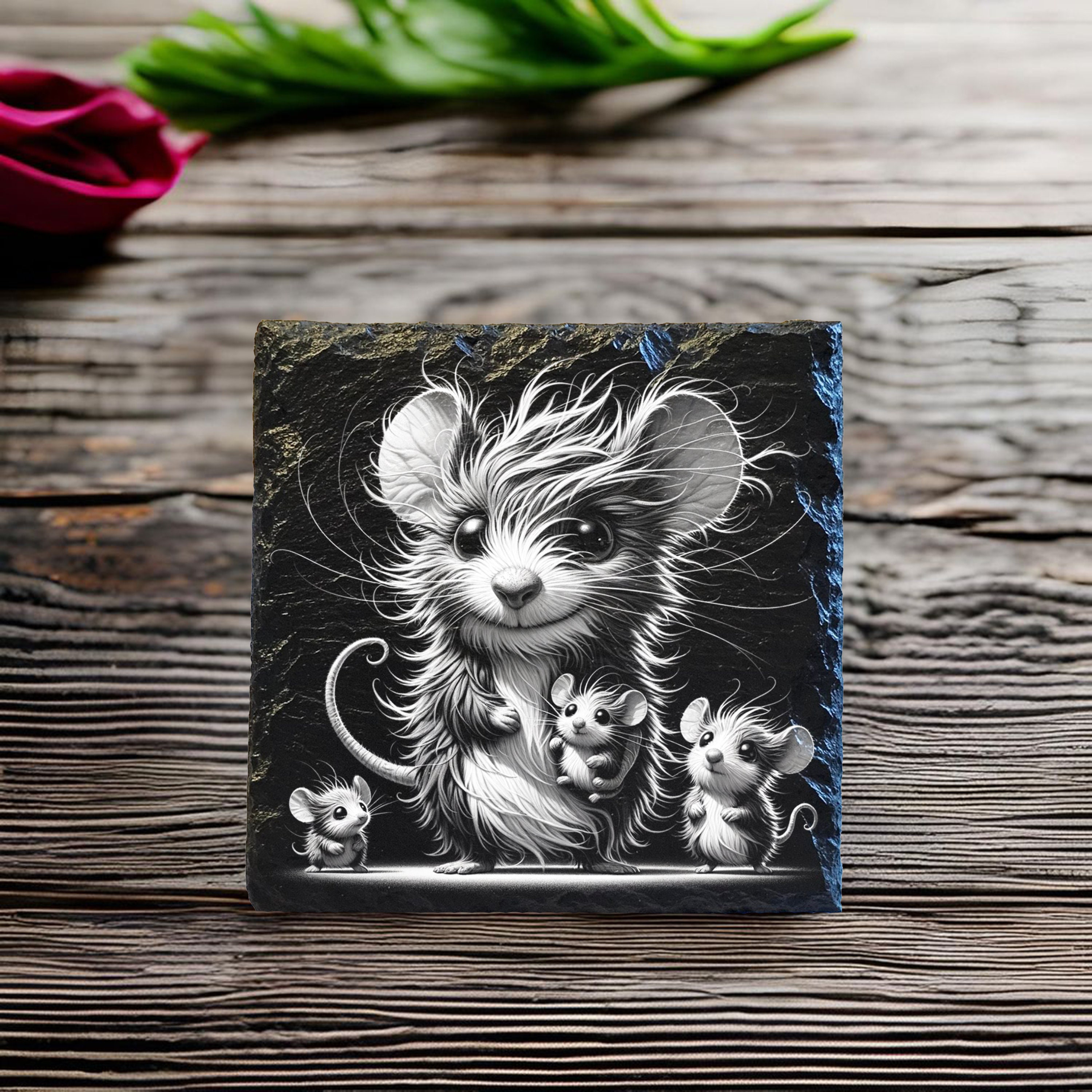 Mouse Family 2, Slate Engraving, Laser File, Coaster Etching, American ...