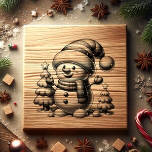 Snowman 10, Wood Engraving, Laser File, Coaster Etching, Lightburn ...