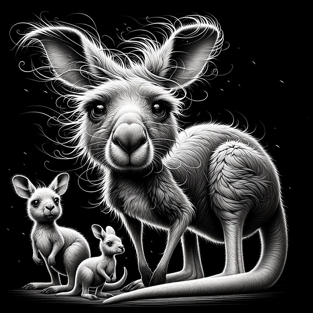 Kangaroo Family, Slate Engraving, Laser File, Coaster Etching, American ...