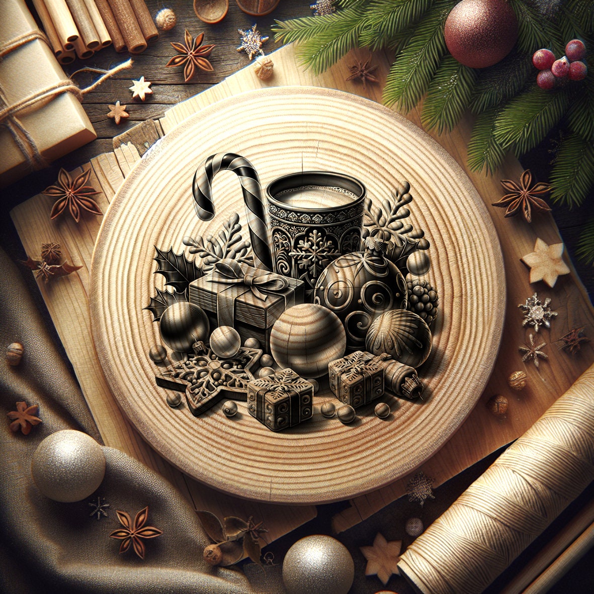 Christmas Presents 2, Wood Engraving, Laser File, Coaster Etching ...