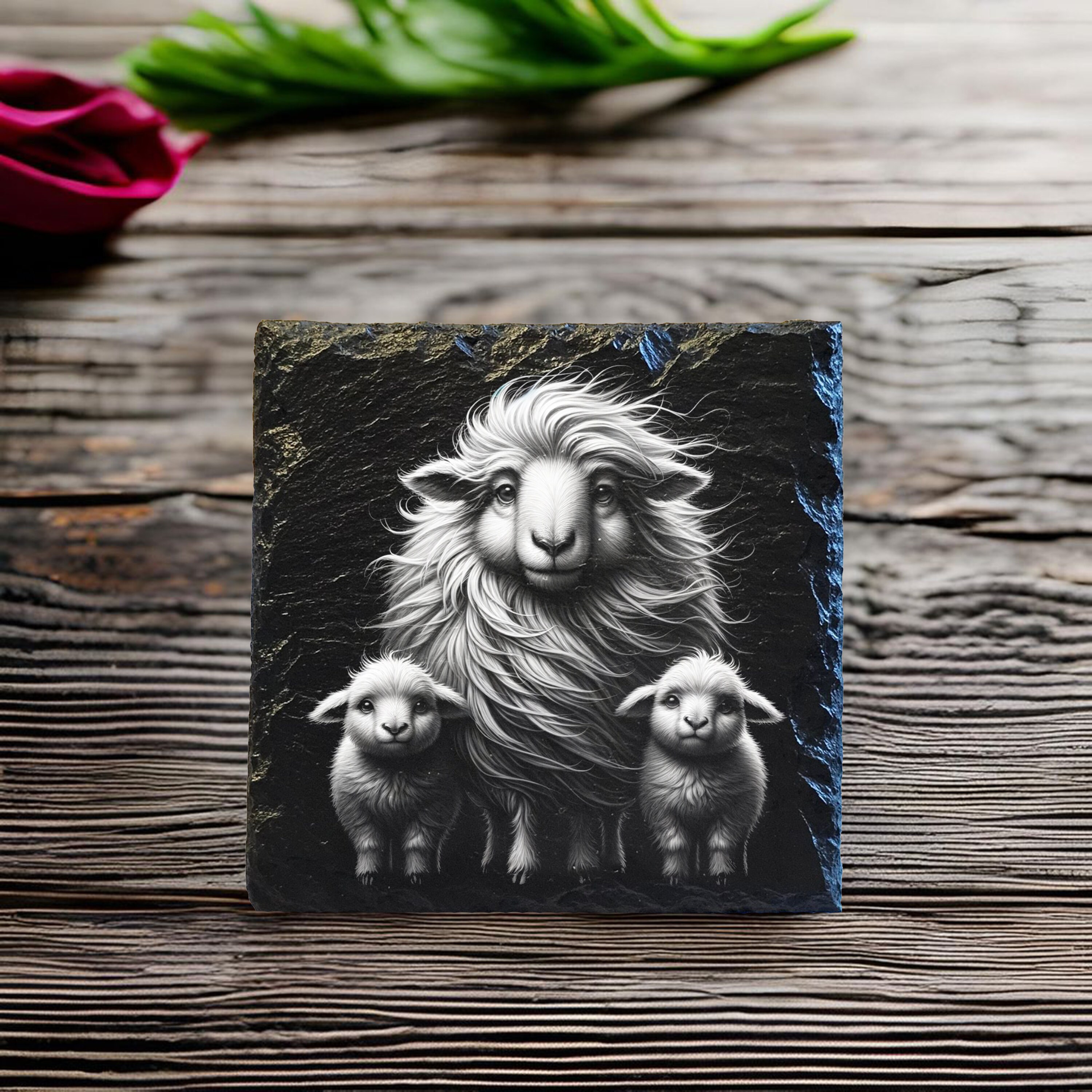 Sheep Family, Slate Engraving, Laser File, Coaster Etching, American ...