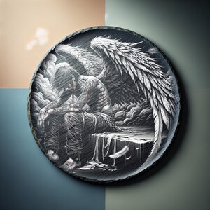 Fallen Angel 2, Slate Engraving, File, Coaster Etching, American ...