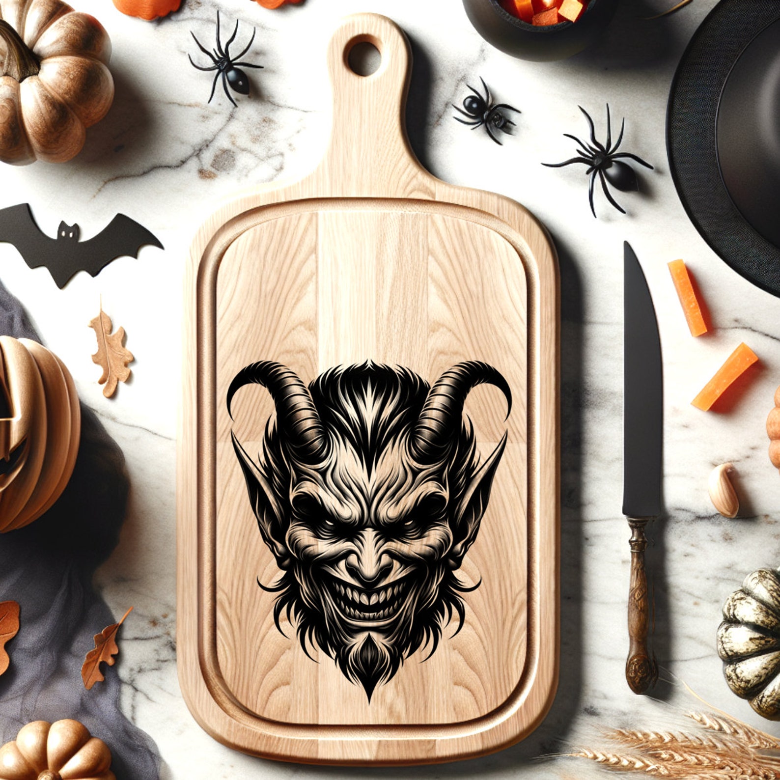 The Devil, Wood Engraving, Laser File, Coaster Etching, Lightburn, Glow ...