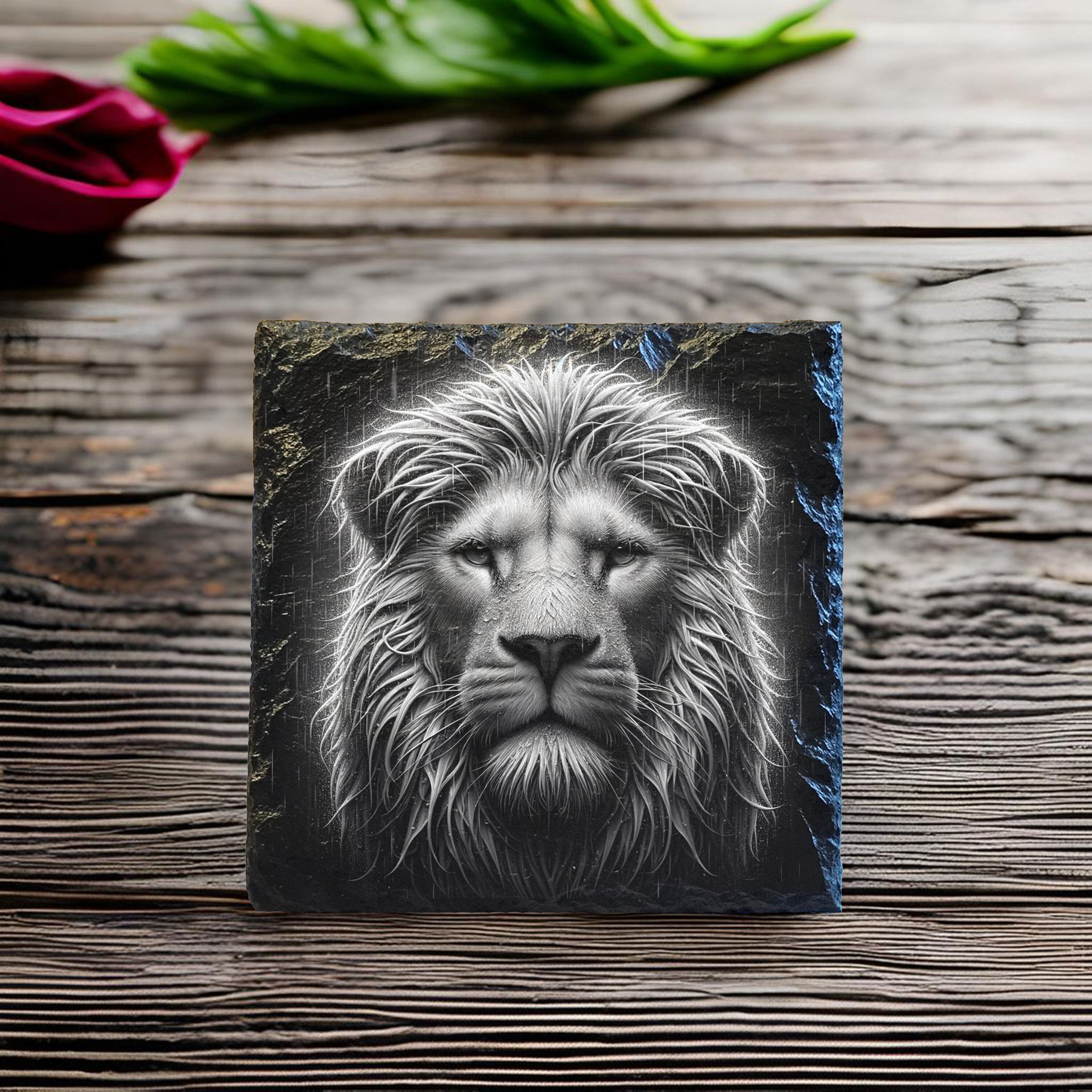 Lion in the Rain, Slate Engraving, Laser File, Coaster Etching ...