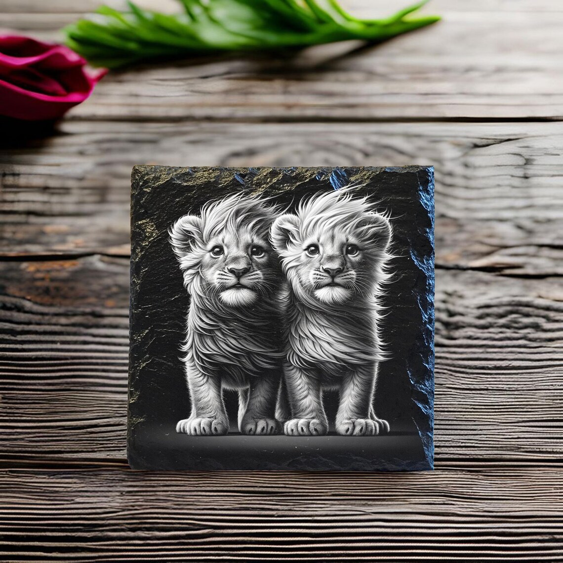 Lion Cubs, Slate Engraving, Laser Cut File, Coaster Etching, American ...