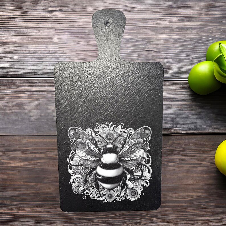 Flower Bee, Laser PNG, Slate Engraving, Laser File, Coaster Etching, American, Lightburn, Glow ...