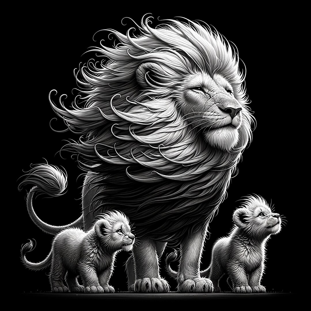 Lion Family Laser Engraving File, Slate Coaster Art (digital Download ...