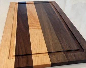 Cherry Wood Cutting Board With Maple Trim and Walnut Inlay - Etsy