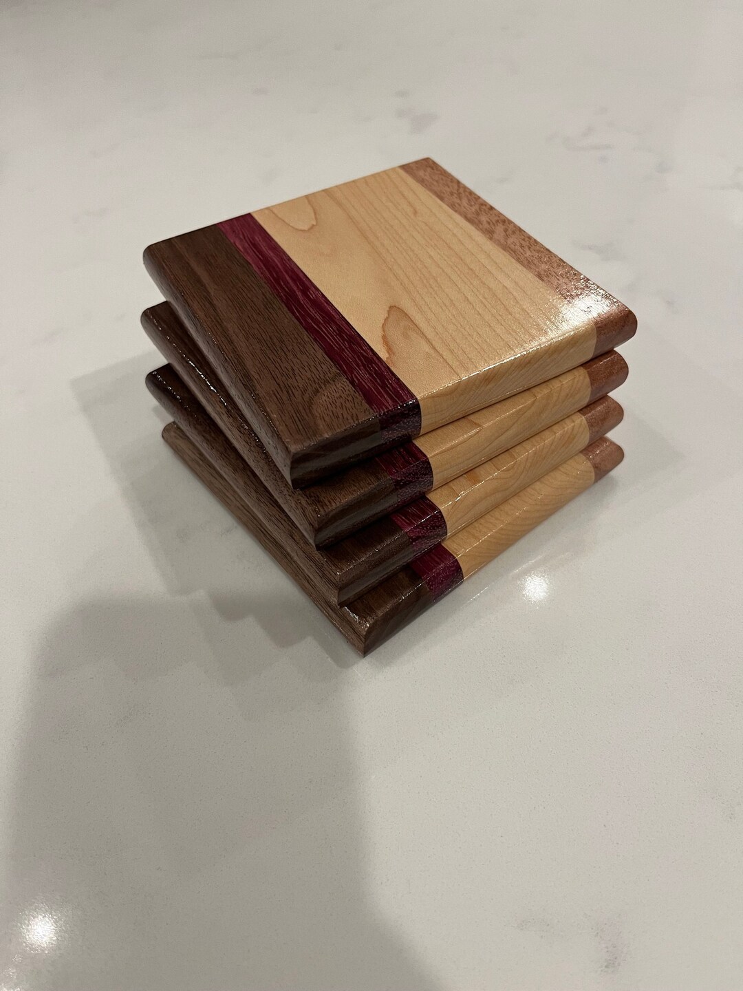 Solid Wooden Coasters Made With Okoume, Maple, Purpleheart and Walnut ...