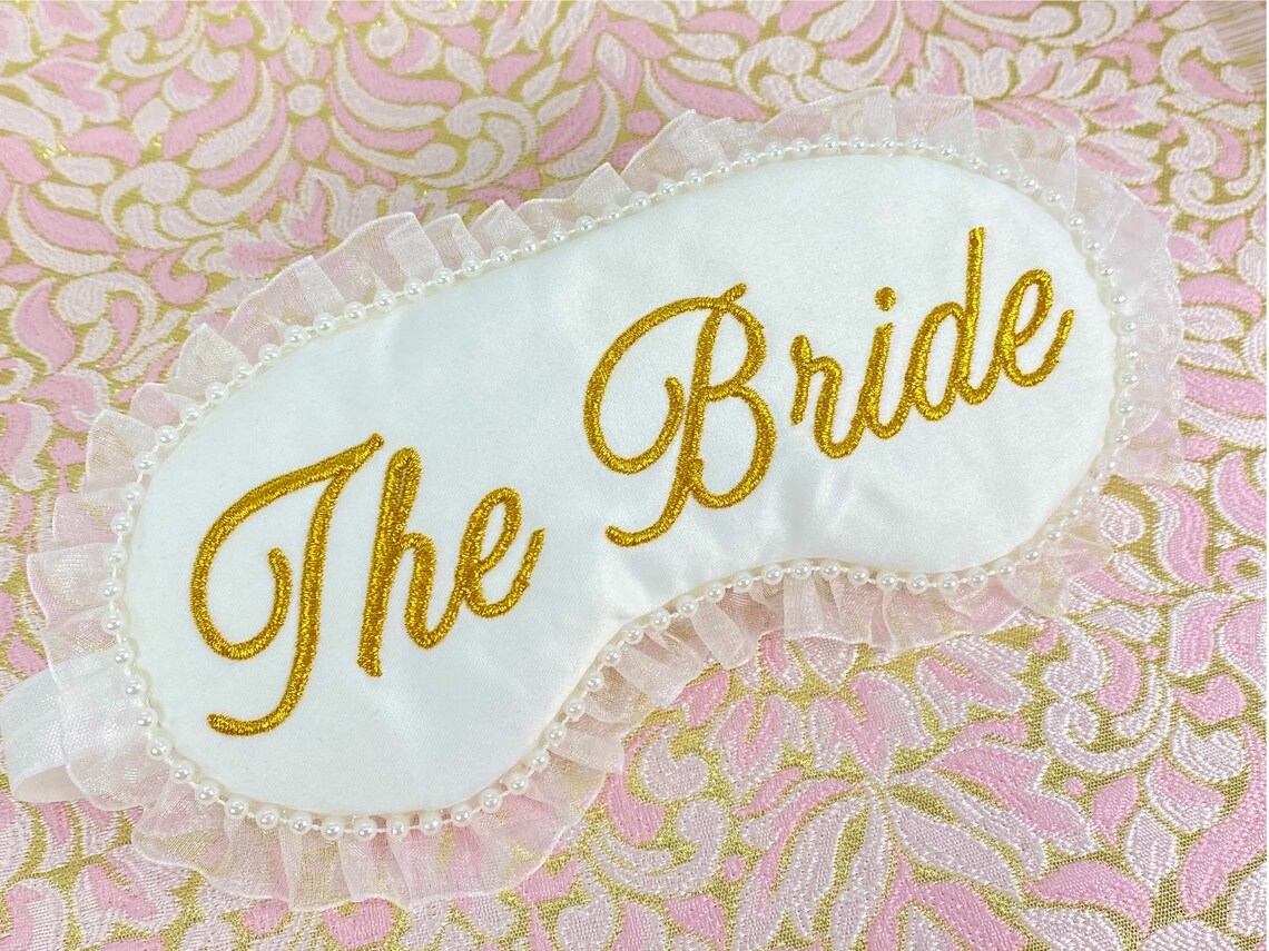 Personalized Bridal Sleep Mask, Embroidered Satin Eye Mask - Etsy