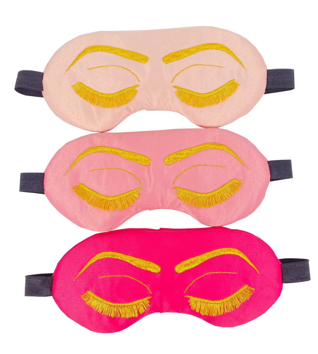 Satin Sleep Mask With Metallic Gold Eyelashes - Handmade in Texas - Etsy