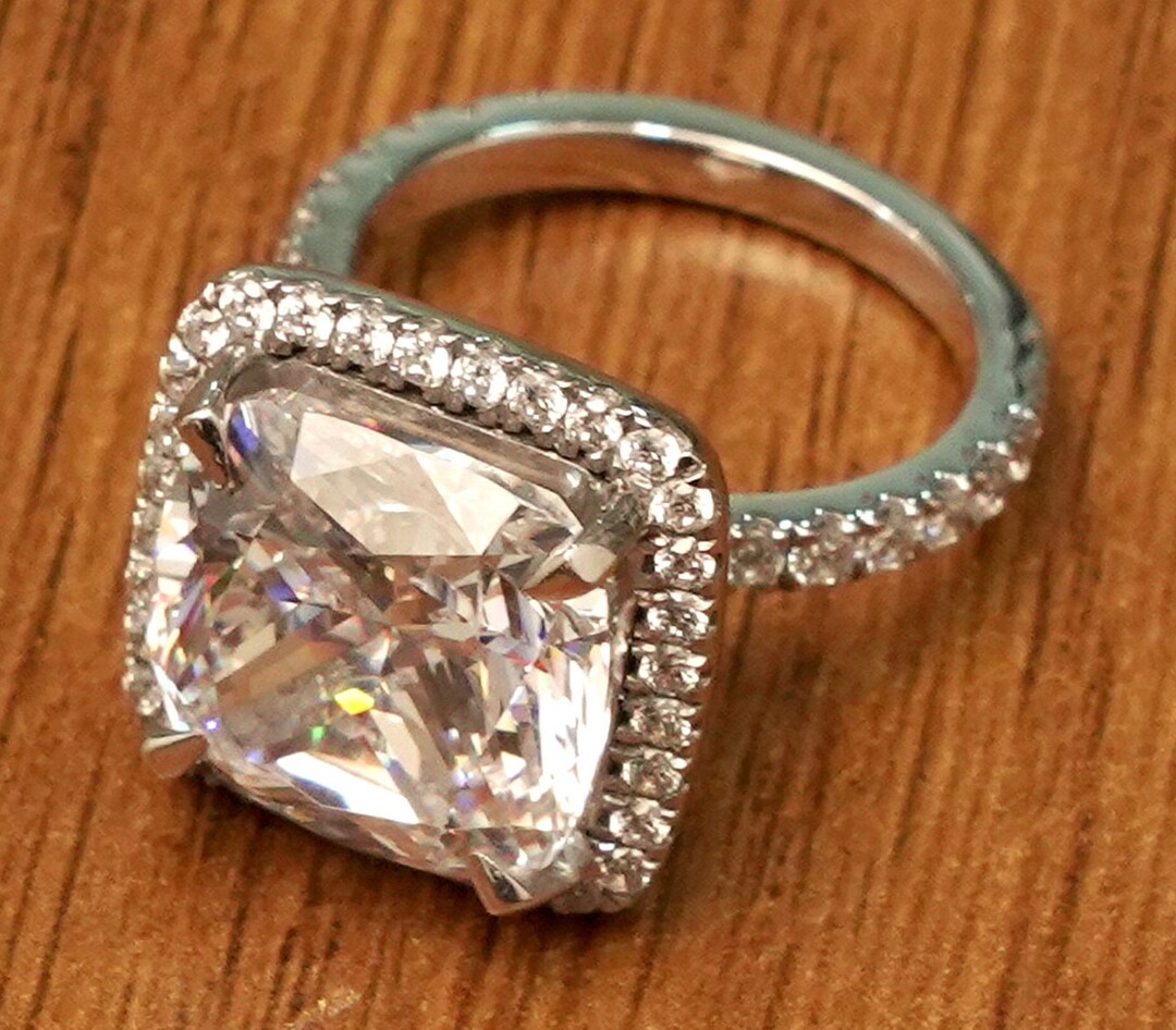 Cushion Cut Diamond Engagement Ring/ Valentine Gift Ring/ Cushion Cut ...