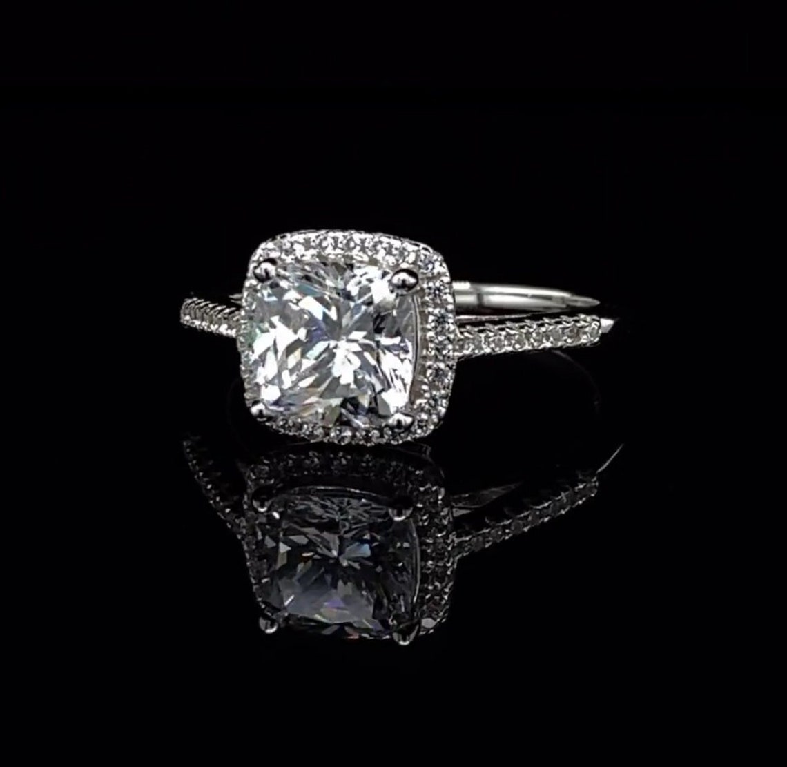 Cushion Cut Diamond Engagement Ring/ Valentine Gift Ring/ - Etsy