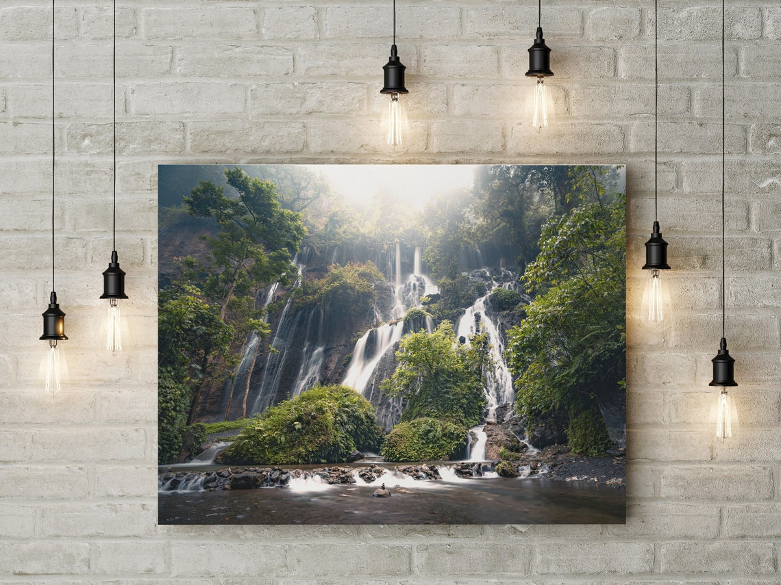 086 Indonesian Landscape Wall Art - Waterfall View - Java Jungle Home ...