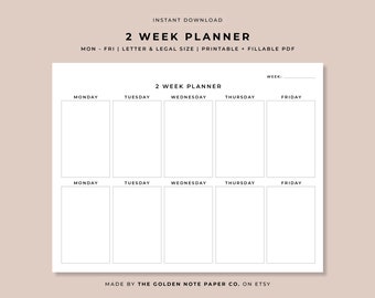 Blank Minimalistic Weekly Planner, Printable Landscape Schedule ...