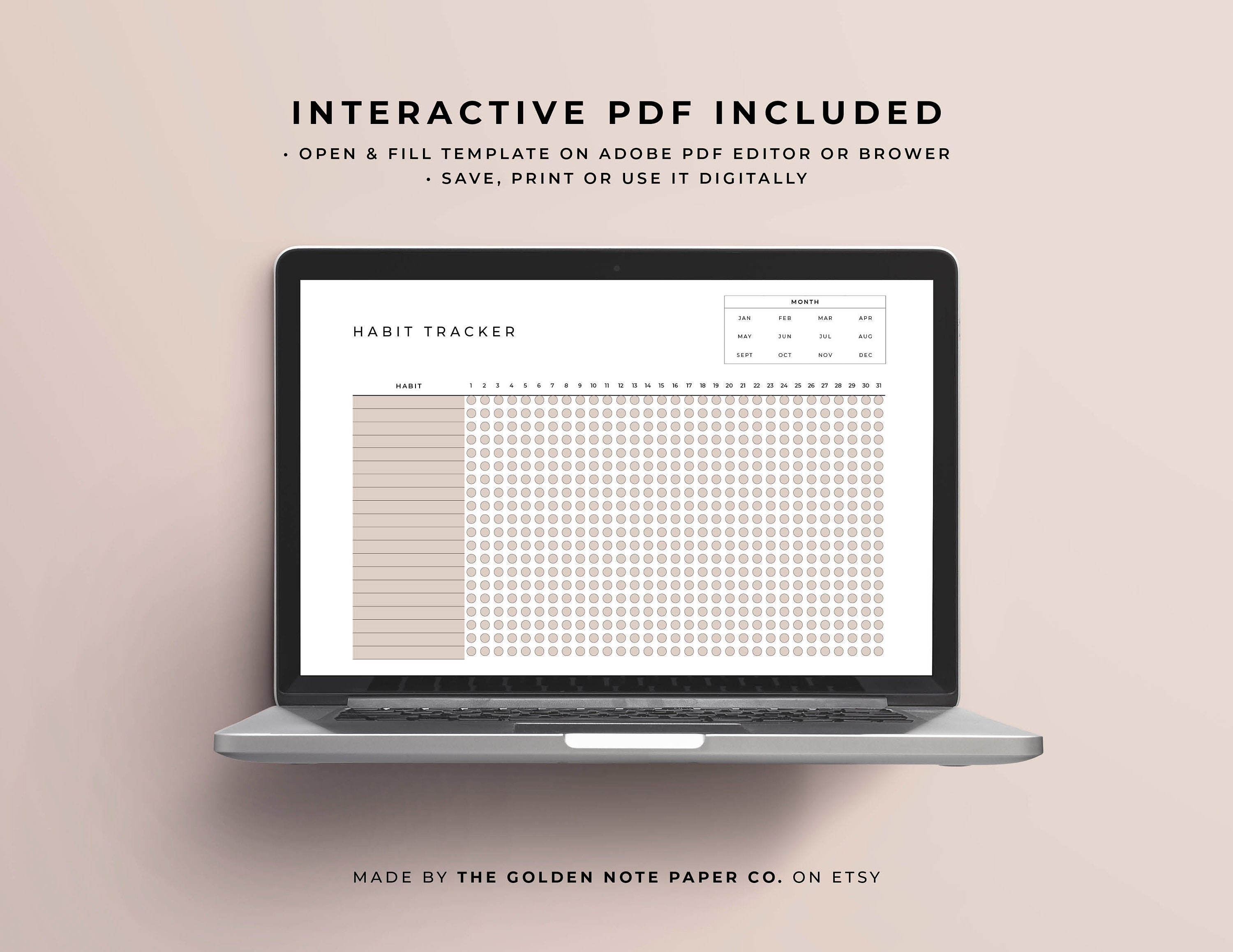 Blank Minimalistic Monthly Habit Tracker, Schedule, Habit Tracker ...