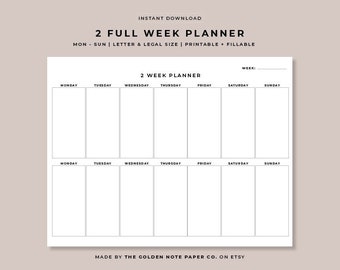 Blank 2 Week Calendar