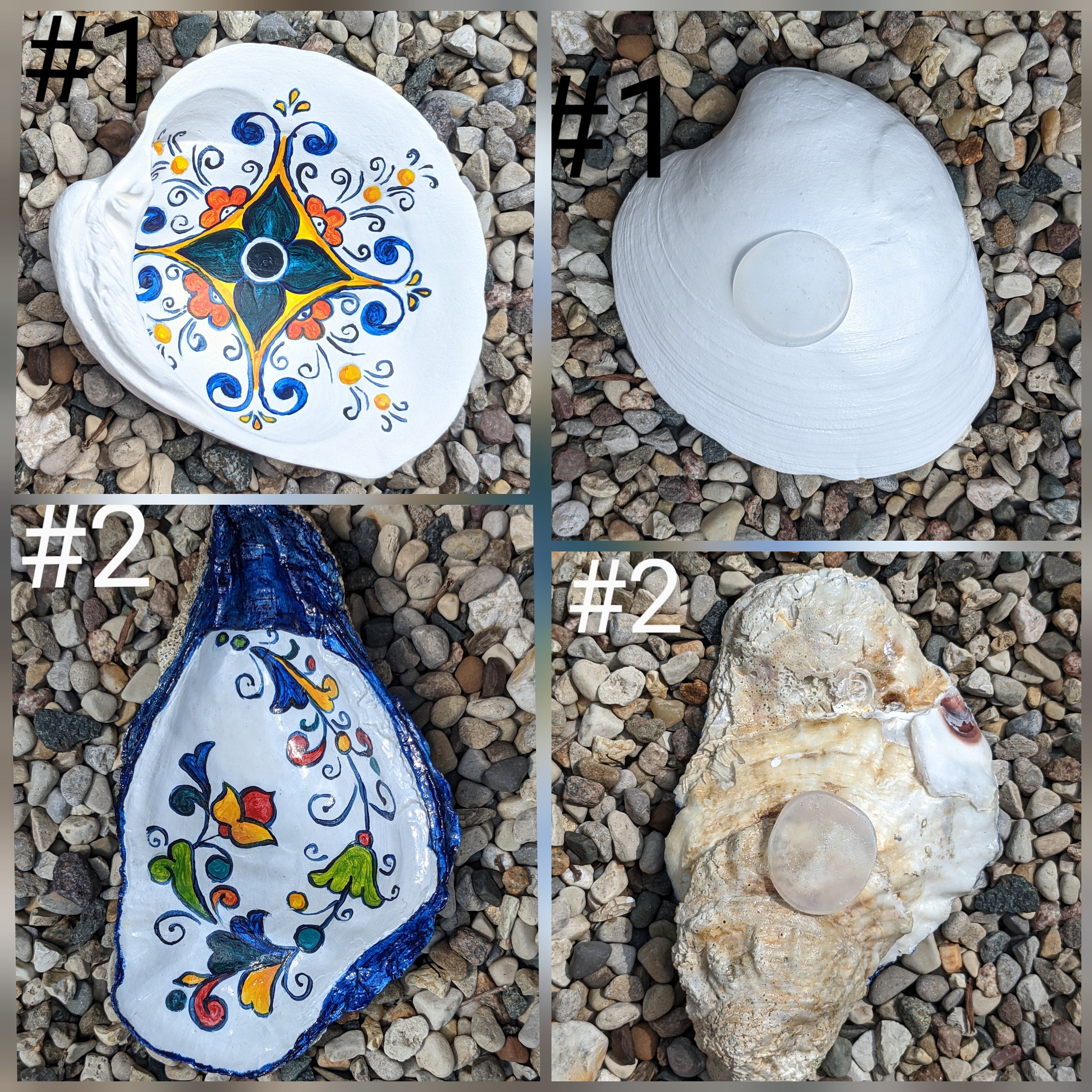 Hand Painted Oyster & Clam Shells - Decorative Trinket/ring/jewelry ...