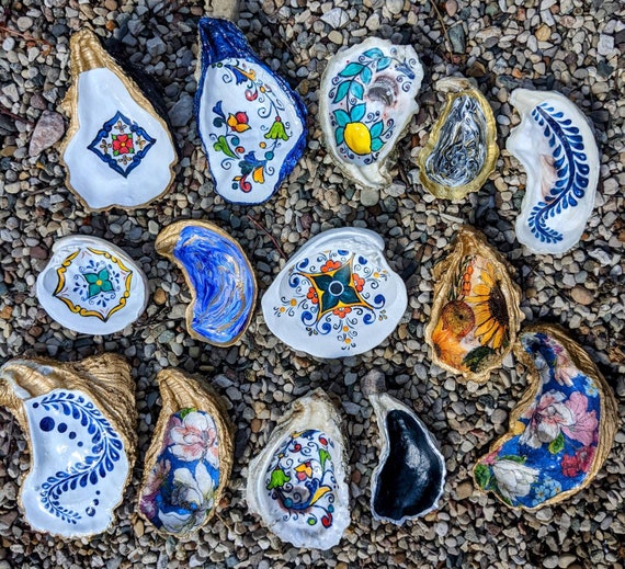 Hand Painted Oyster & Clam Shells Decorative - Etsy