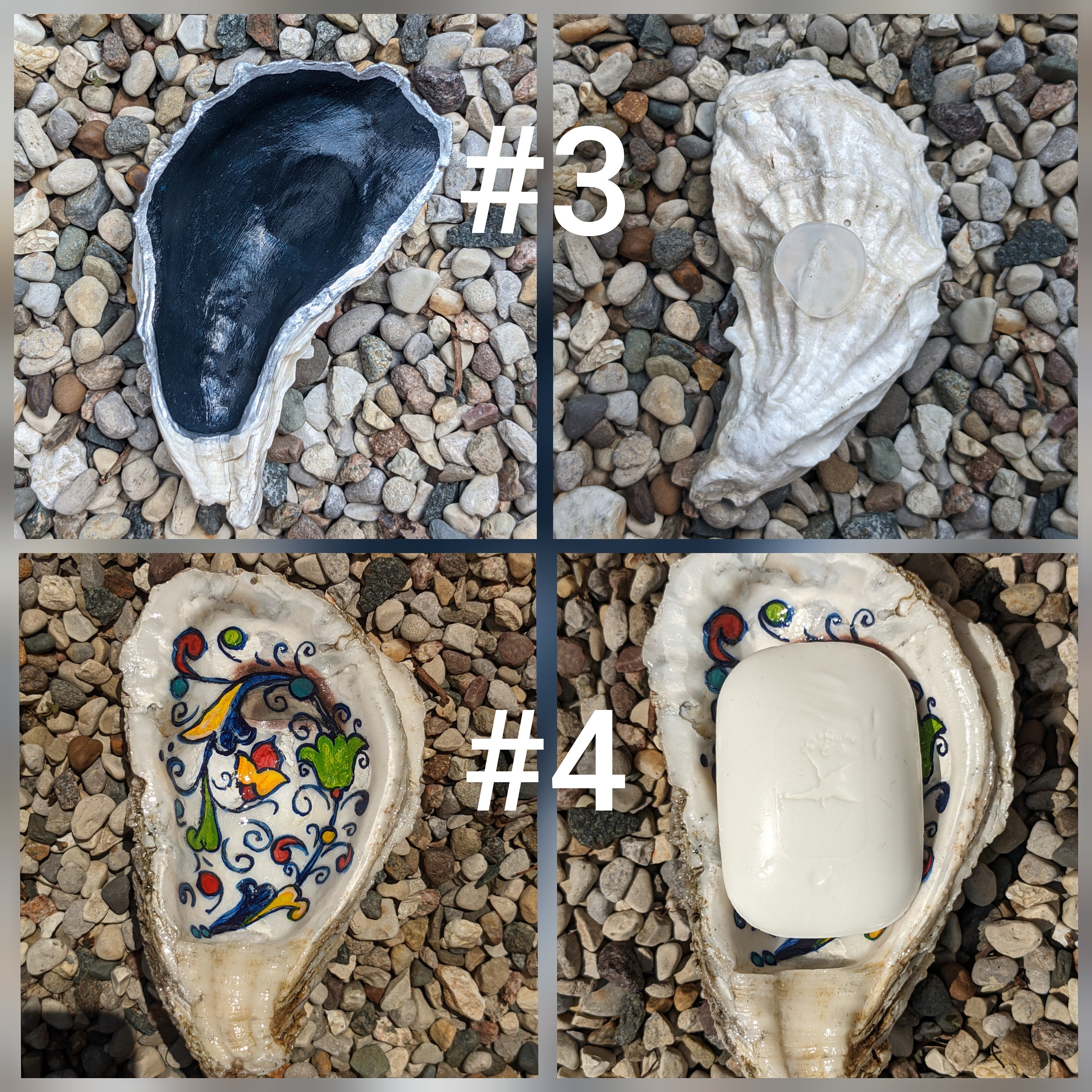 Hand Painted Oyster & Clam Shells - Decorative Trinket/ring/jewelry ...