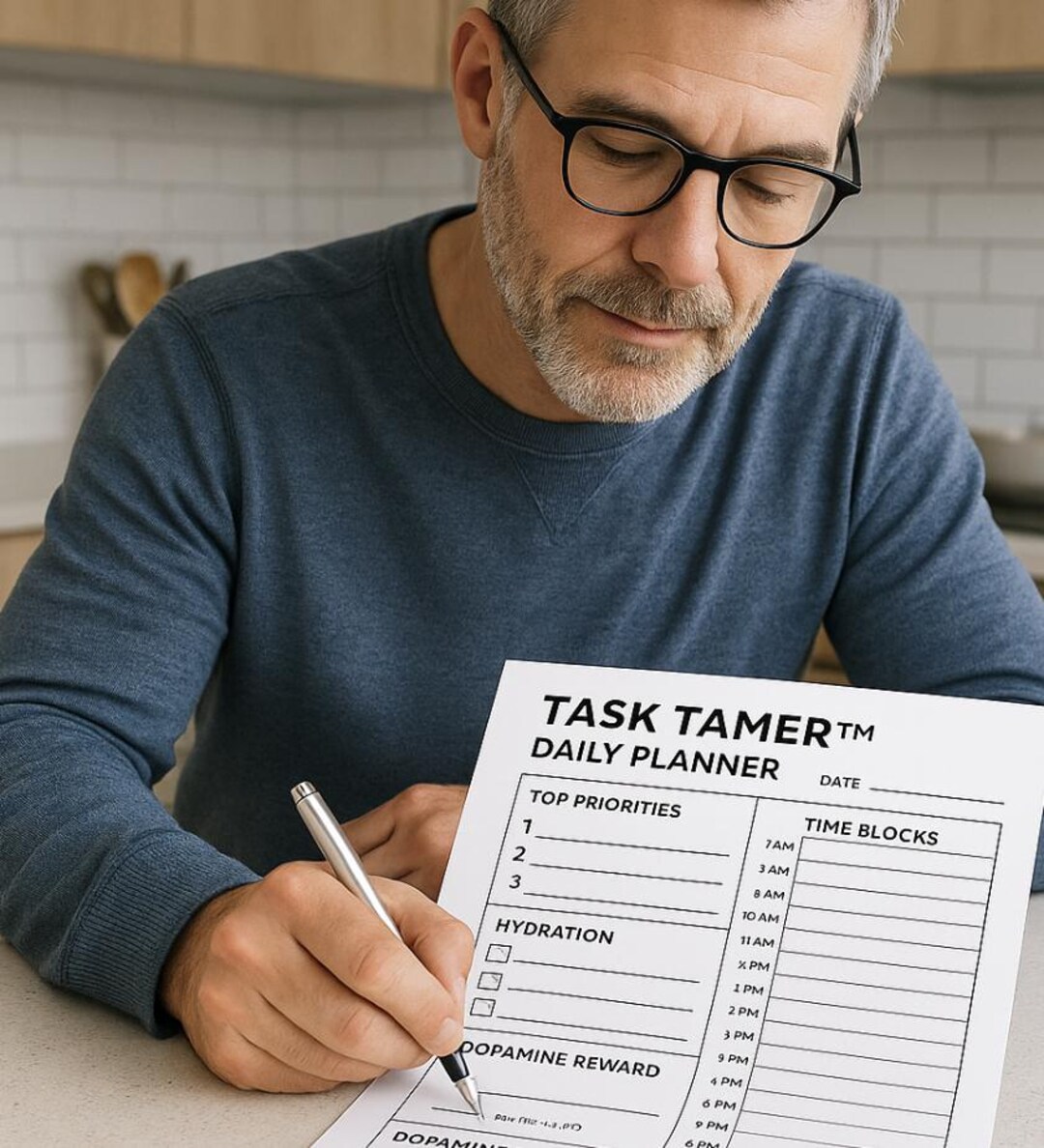 Task Tamer - ADHD Daily Planner – Printable Focus Organizer, Time Block ...