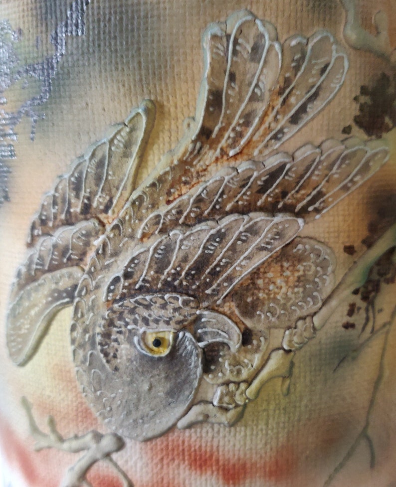 Royal Nippon Nishiki Tapestry Moriage Beading Hawk Bird Double Handled ...