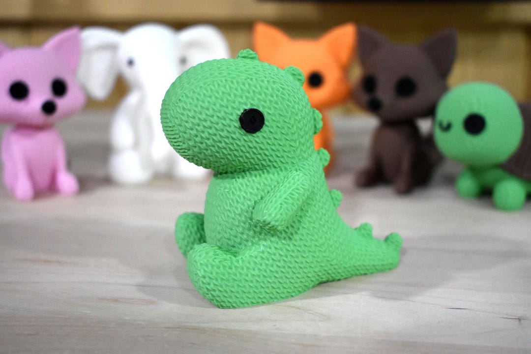 Cute Knitted Dino | 3D Printed Adorable Chunky Mini Crochet Dinosaur - Etsy