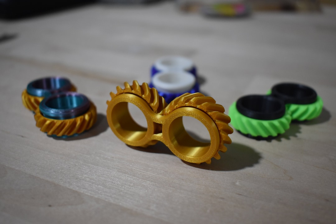 Fidget Gear Ring Personalized Colors 3D Printed ADHD Sensory Toy & Gift ...