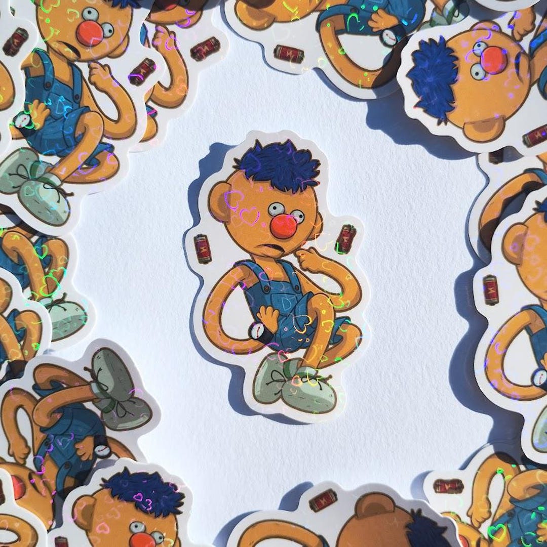 Don't Hug Me I'm Scared Yellow Guy Holographic Sticker - Etsy