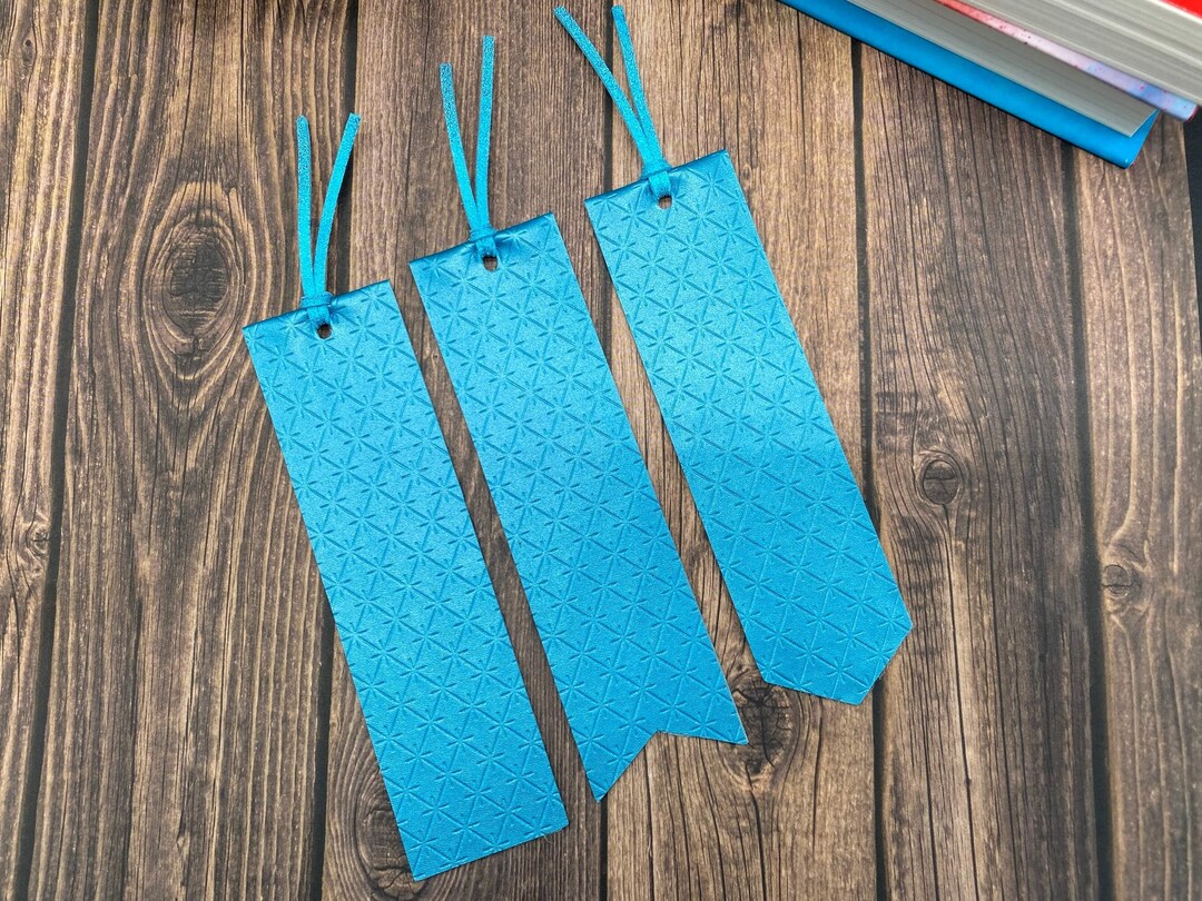 Blue Embossed Bookmark | Faux Leather Bookmark | Vegan Leather | Gift ...
