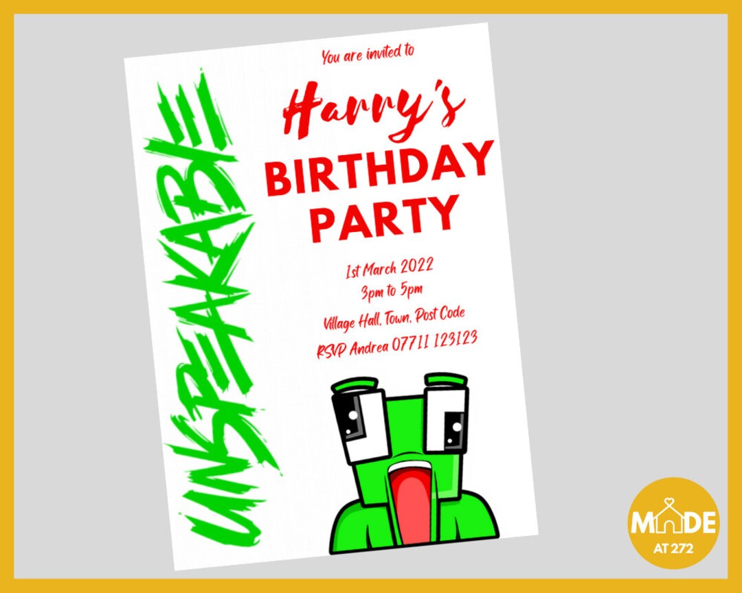 Unspeakable Birthday Party Invitation Personalise Digital - Etsy Australia