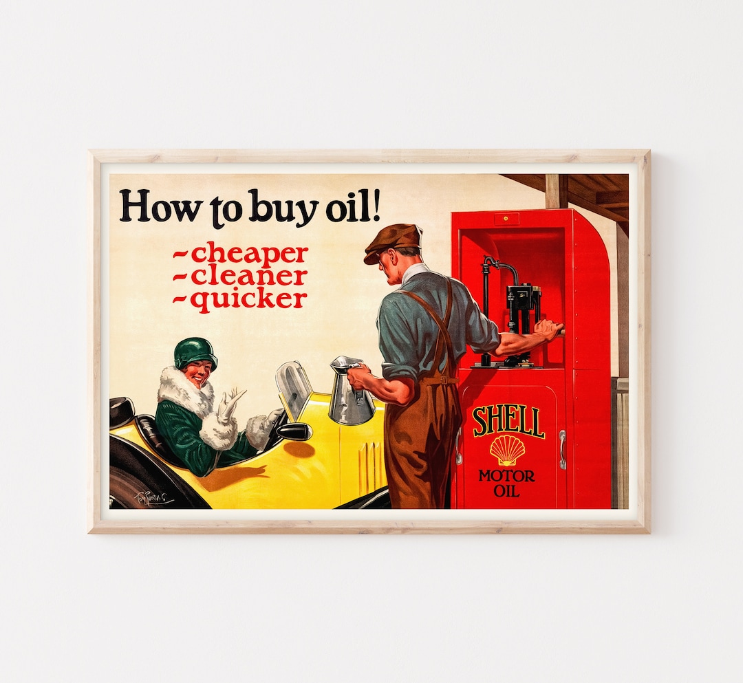 Vintage Shell Motor Oil Advertising Poster: Tom Purvis Art Print - Etsy