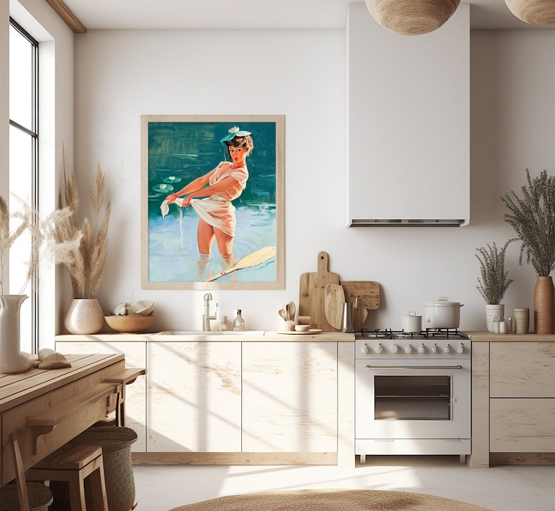 Pin up Girl Wall Art Pin up Art Print Vintage Bathroom Decor 16x20 ...