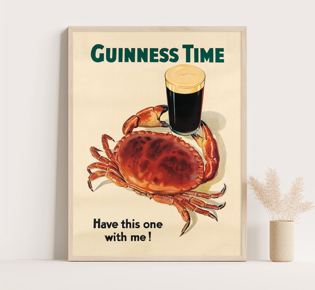Guinness Crab Poster, C. 1950s, "guinness Time" Vintage Irish ...