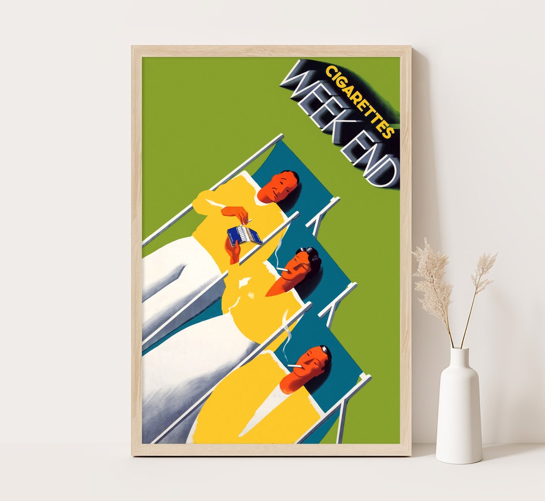 Weekend Cigarettes | Vintage Advertising Poster | Vintage Kitchen Decor ...