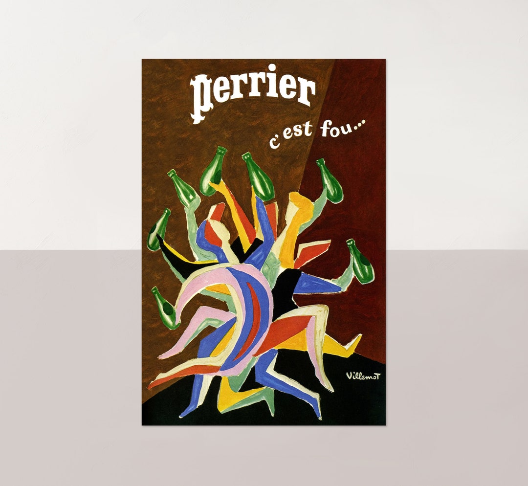 Perrier Vintage Advertising Poster by Villemot Minimalist - Etsy