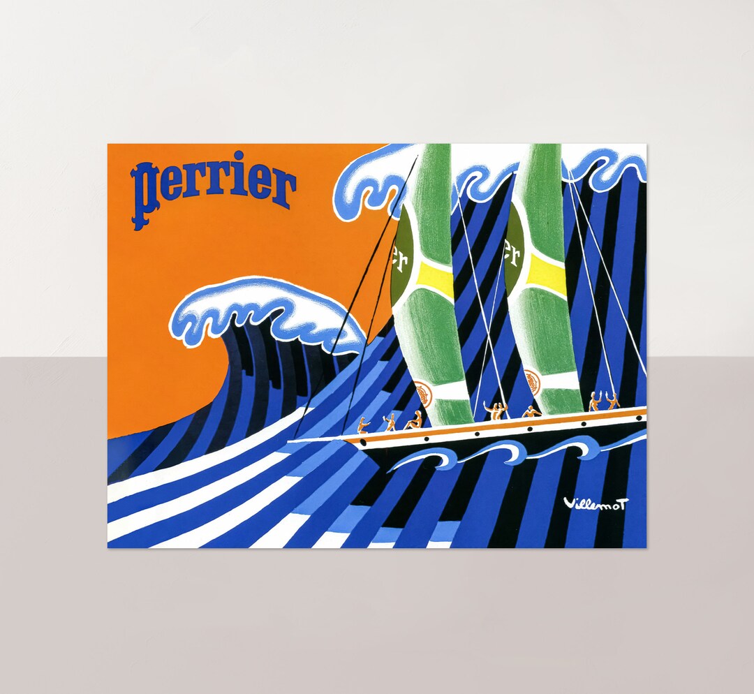 Perrier Vintage Advertising Poster by Villemot Minimalist - Etsy