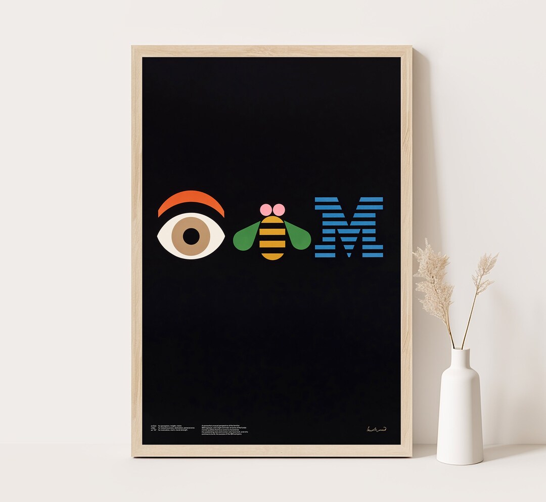 IBM Vintage Advertising Poster by Paul Rand: 1980s Office Decor - Etsy