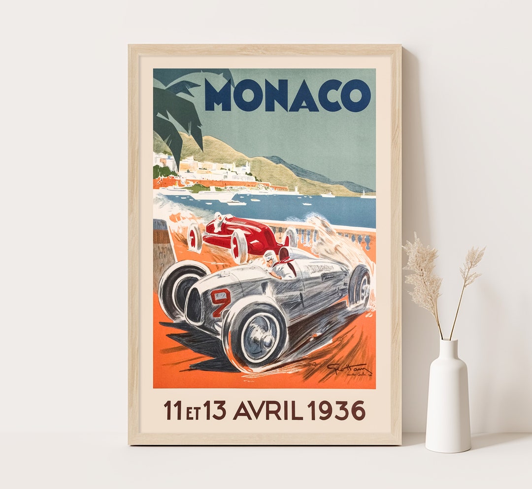 Monaco Grand Prix Vintage Car Poster: George Ham Art Print - Etsy