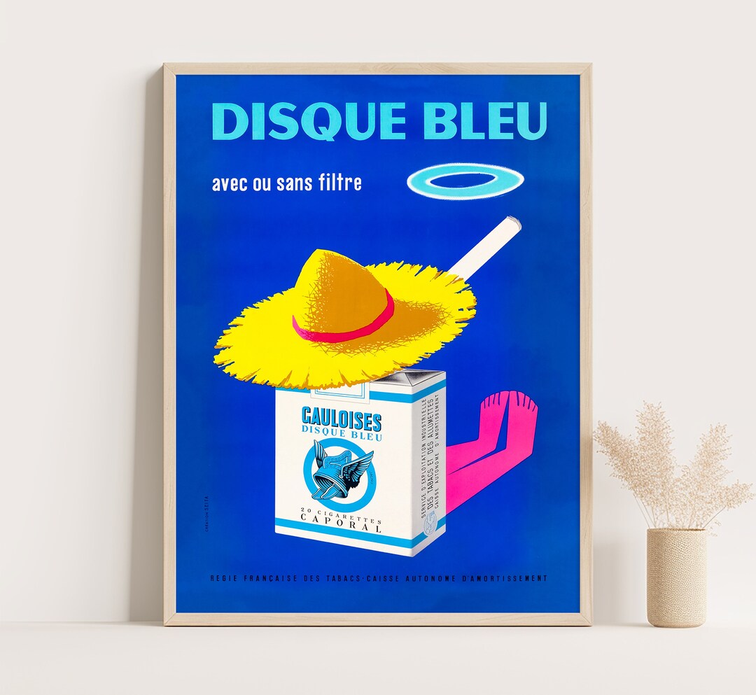Disque Bleu Cigarettes Poster | Vintage Advertising Poster | Vintage ...