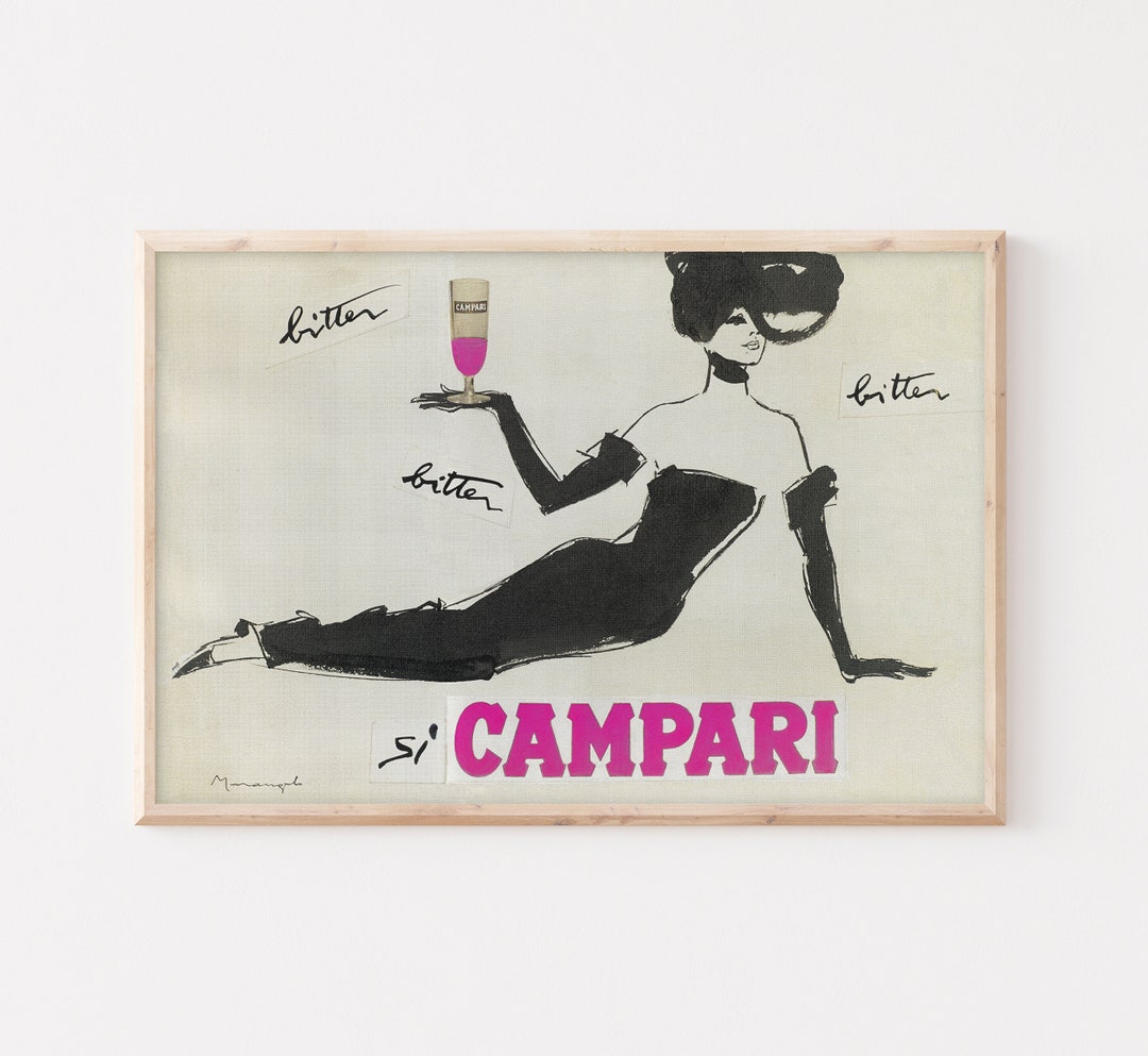 Campari Poster by Franz Marangolo, 1960s, "si' Campari", Vintage ...